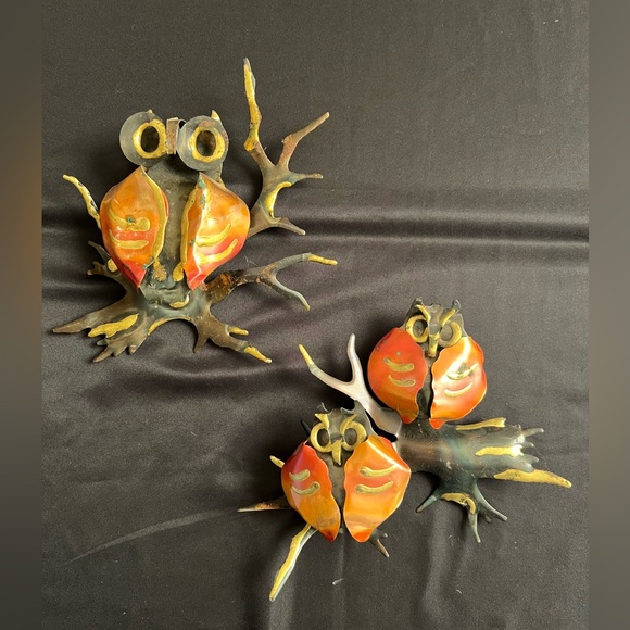 Art | Vintage Brutalist Mcm Torch Cut Metal Owl Wall Sculpture Set Of ...